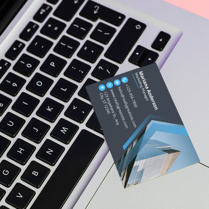 Blue and Black Modern Business Card