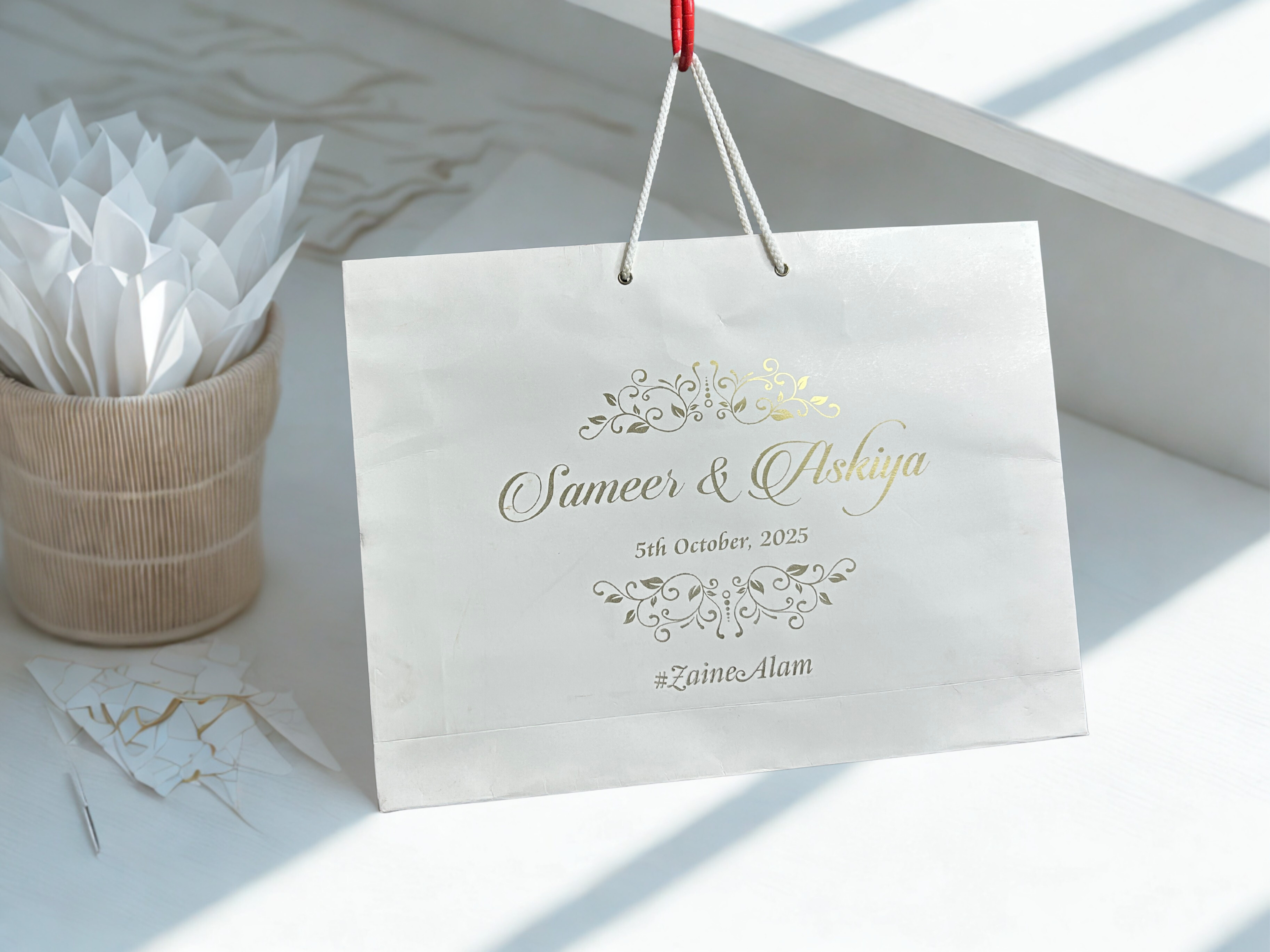 Custom Paper Carry Bag with Gold Foil Print | Premium Rope Handle Bag